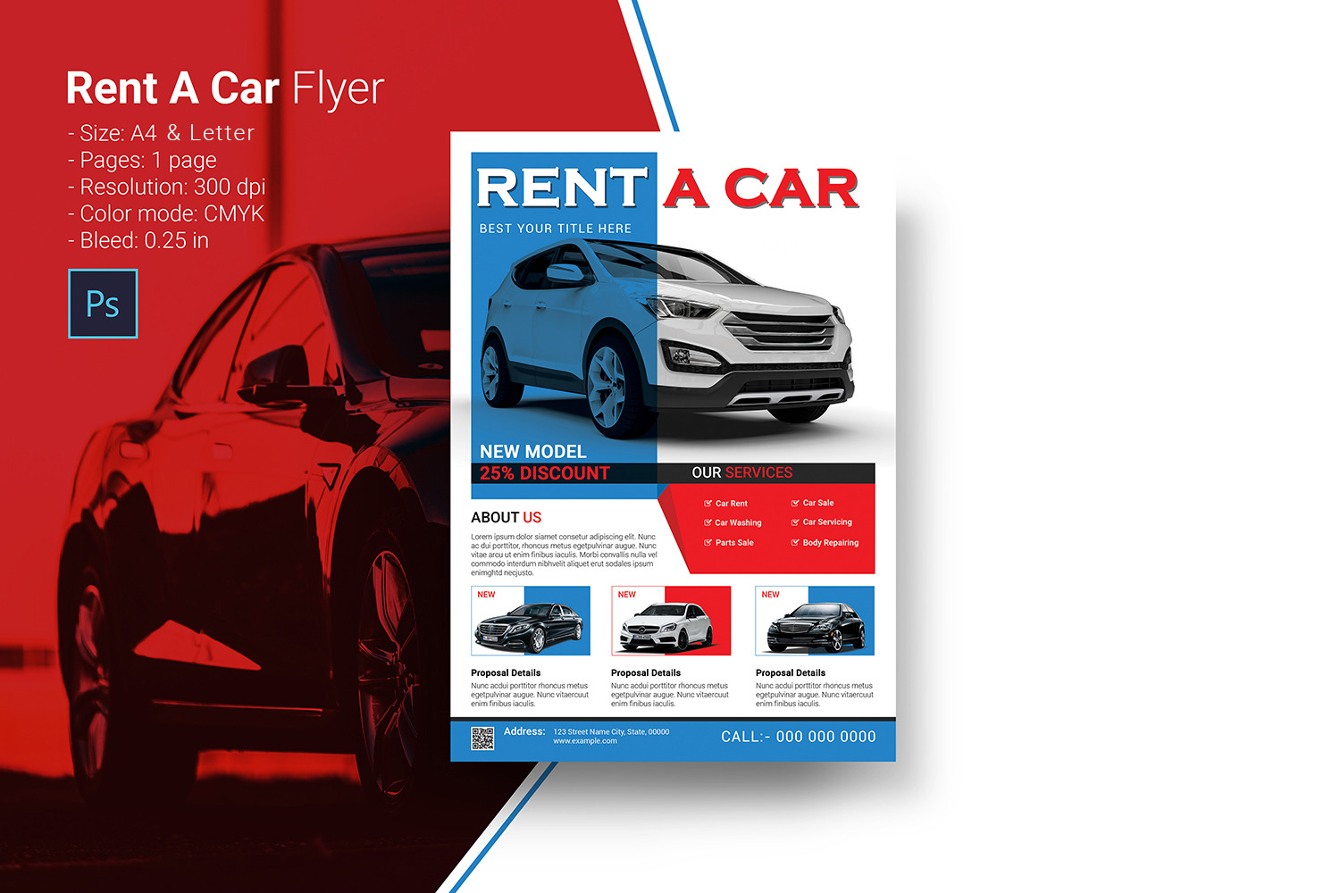 Printable Rent a Car Flyer Template #343386 - TemplateMonster