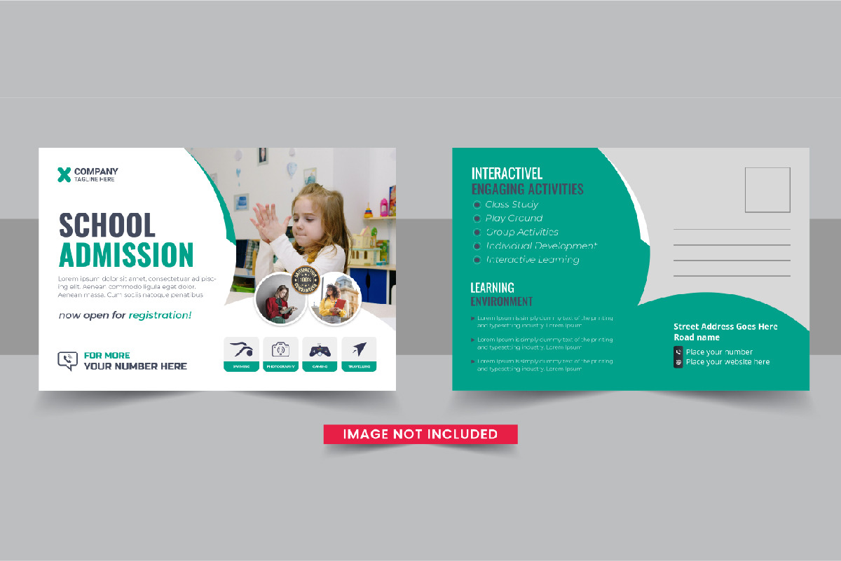 School admission postcard template layout - TemplateMonster