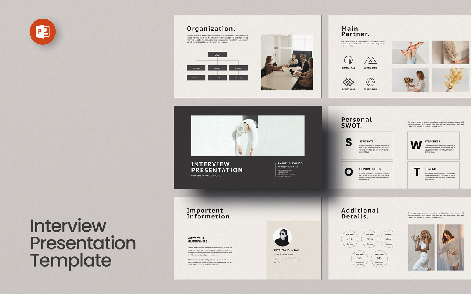Interview PowerPoint presentation template - TemplateMonster