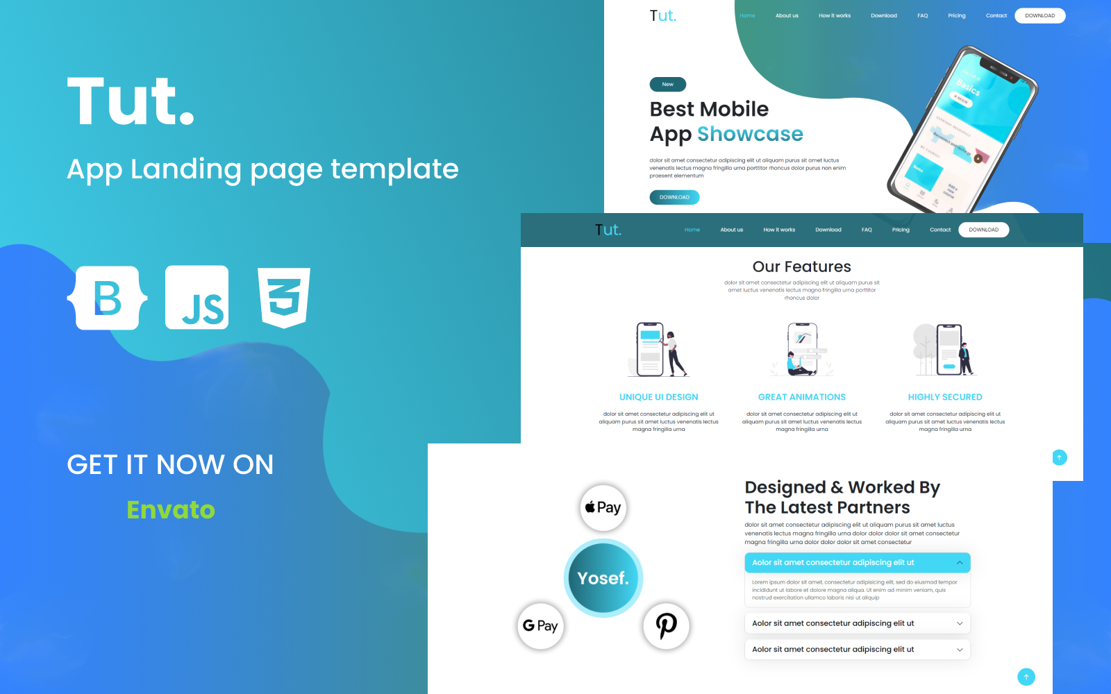 Tut - Responsive App Landing Page #343932 - TemplateMonster