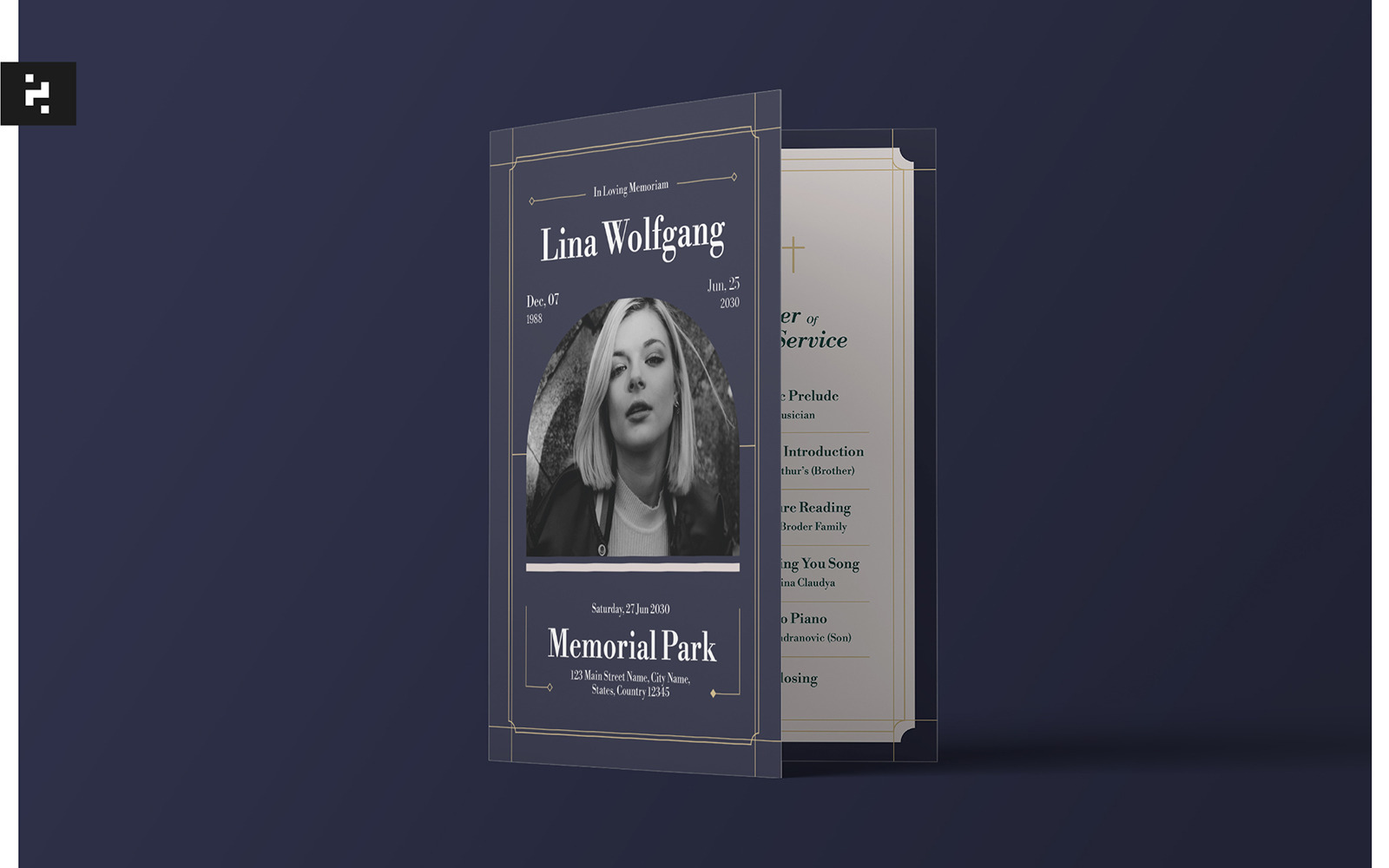 Elegant Framed Funeral Program #344018 - TemplateMonster