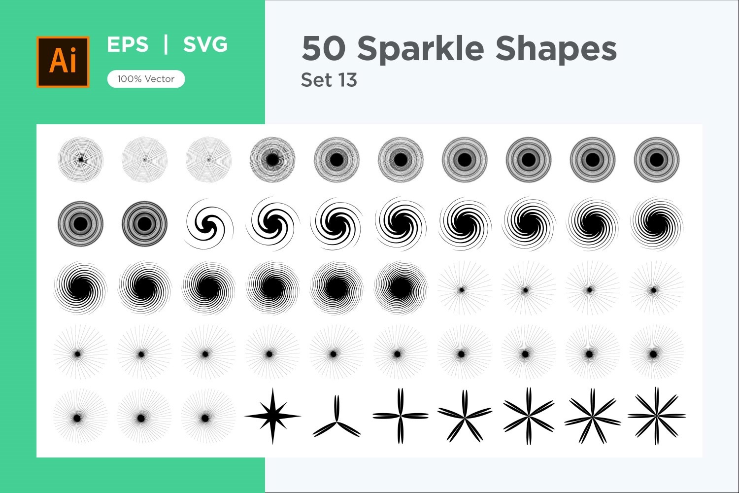 Sparkle shape symbol sign Set 50-V3-13 - TemplateMonster
