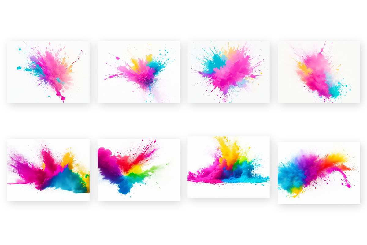 Colorful paint splatter background rainbow ink splashes abstract powder ...