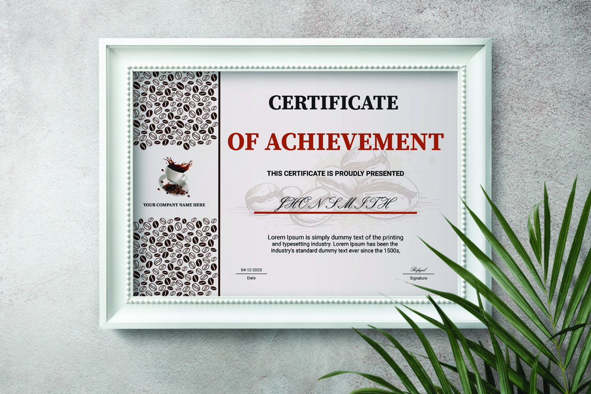 Coffee Shop Certificate of Achievent Template