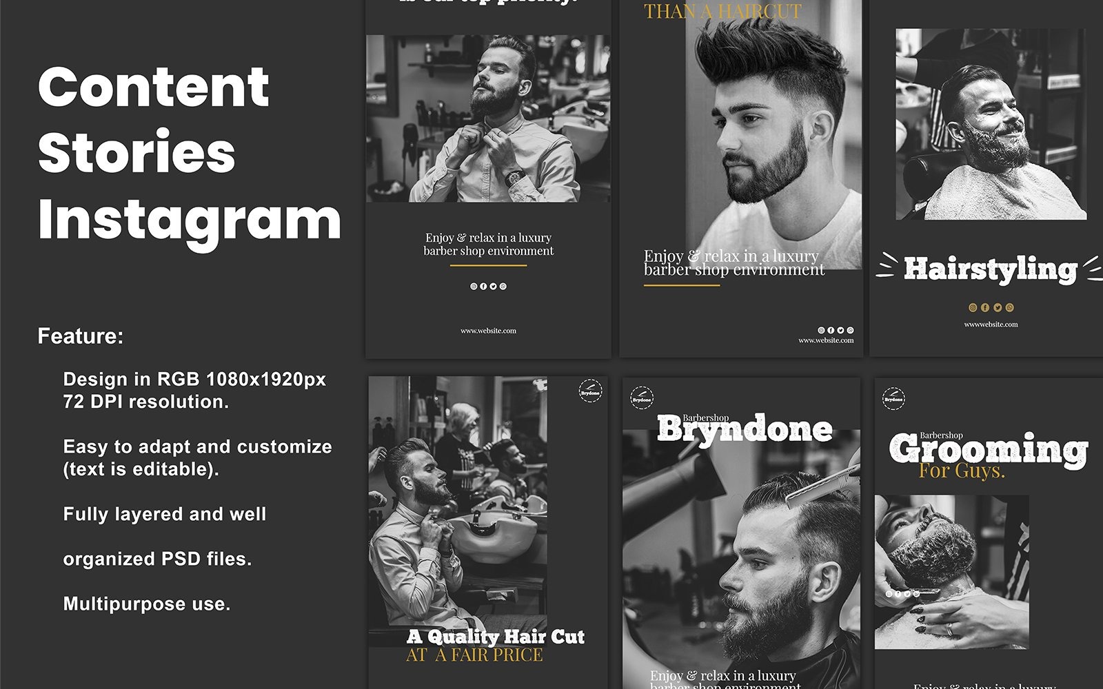 Barbershop Instagram Story Template #345295 - TemplateMonster