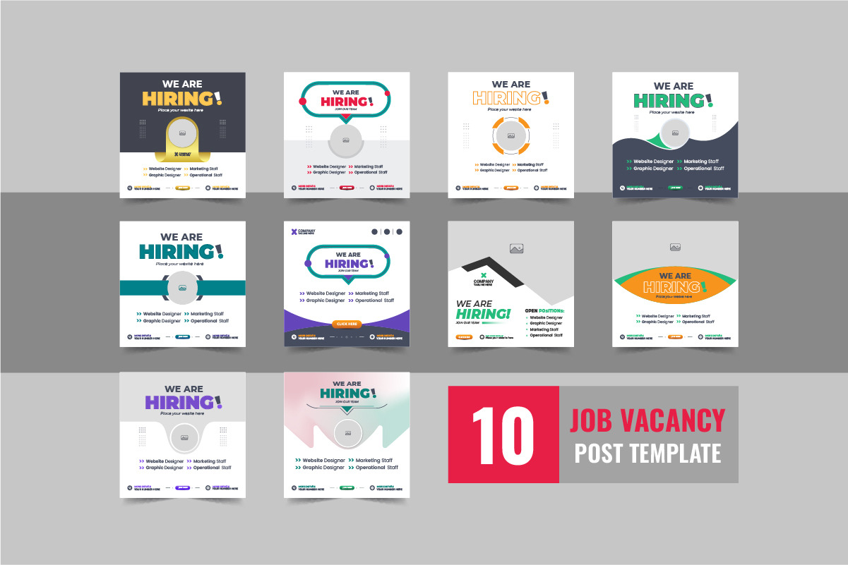 We Are Hiring Job Vacancy Social Media Post template design Bundle