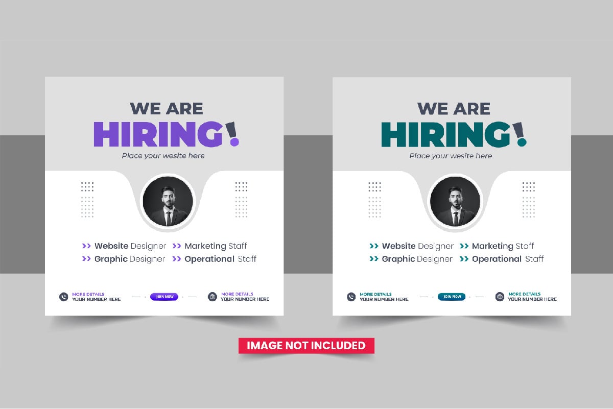 We Are Hiring Job Vacancy Social Media Post template design Layout vector