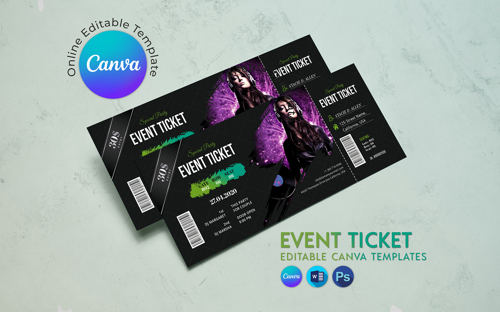 Canva Event Ticket Template #348518 - TemplateMonster