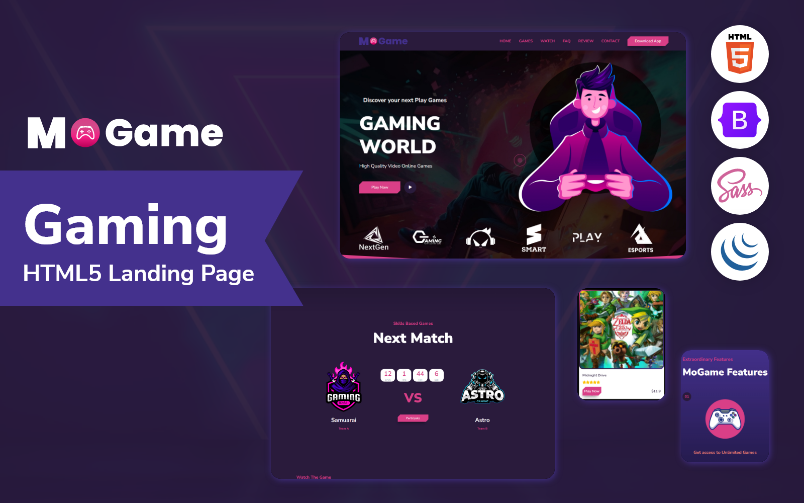 MoGame - Gaming HTML5 Responsive Landing Page Template