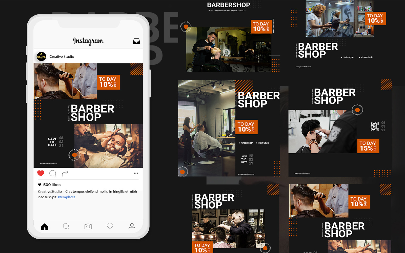 Hair Cut Instagram Post Template #349354 - TemplateMonster