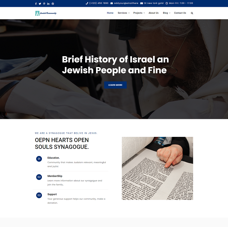 Jewish Community & Synagogue Html Template