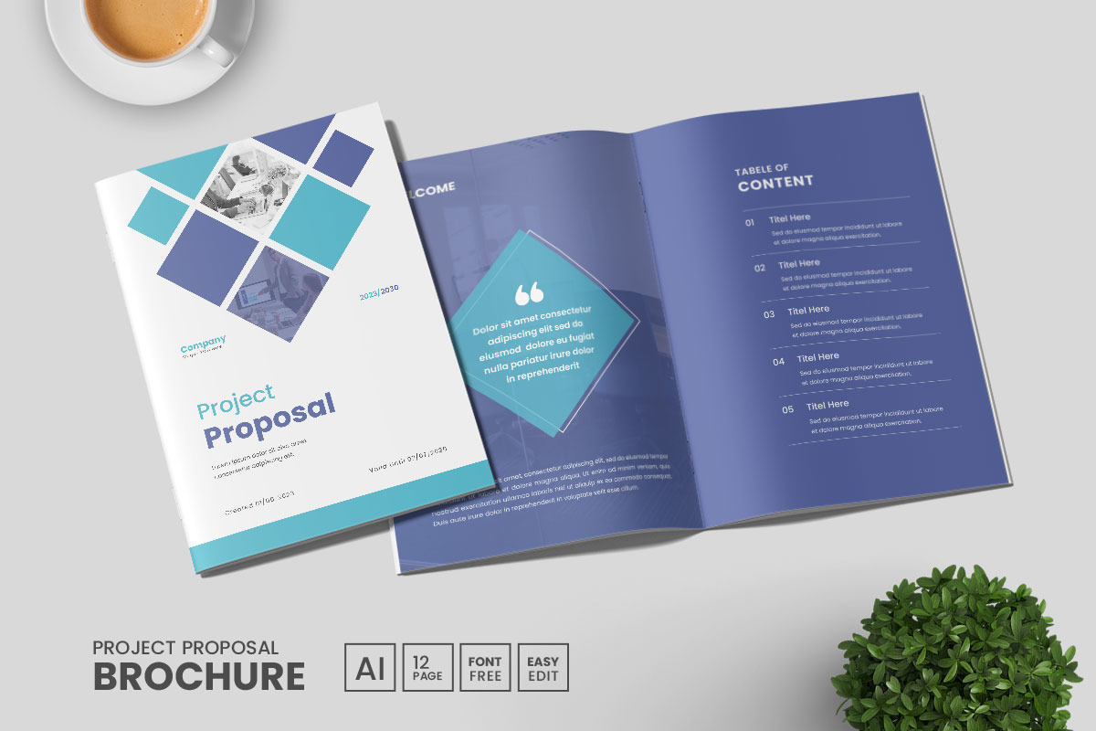 Business project proposal brochure template, company profile layout