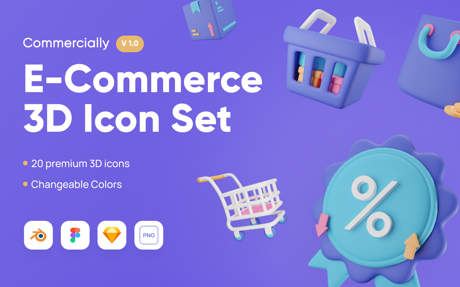 Commercially - E-Commerce 3D Icon Set - TemplateMonster
