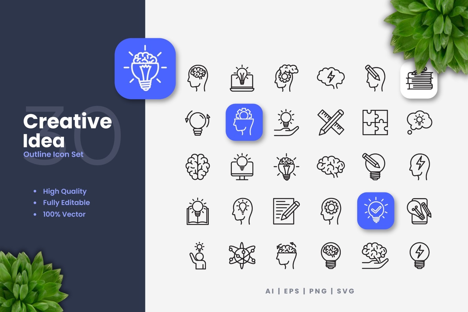 30 Creative Idea Outline Icon Set #350379 - TemplateMonster
