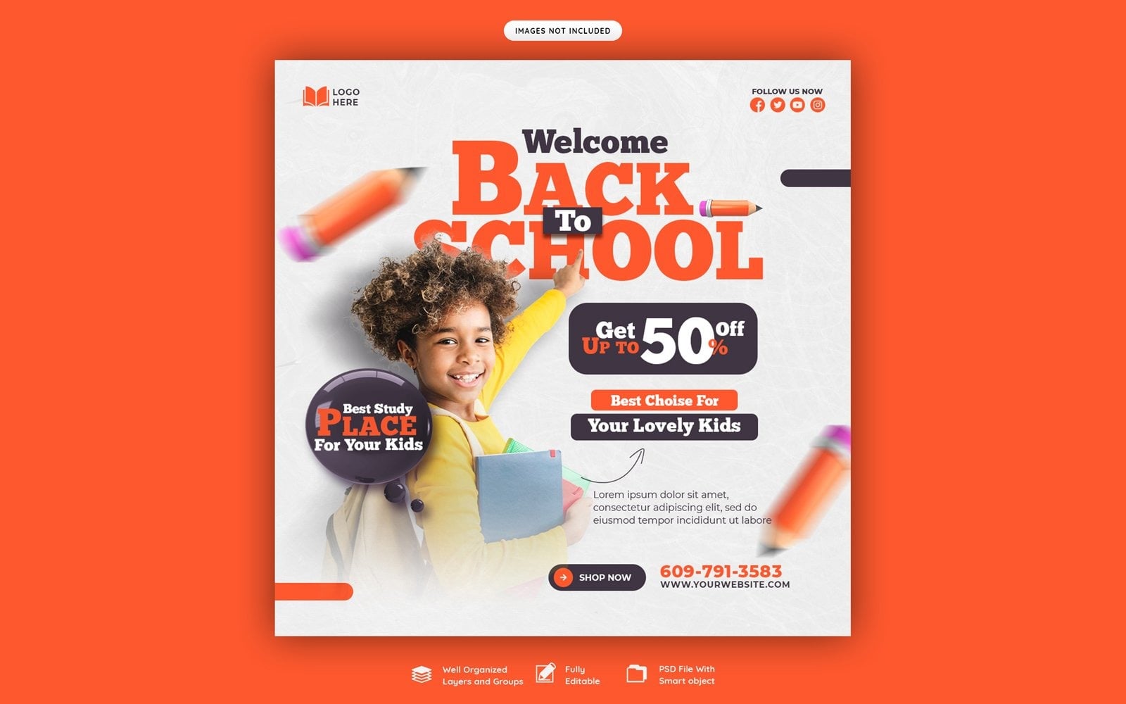 Back To School Social Media Post Template Design