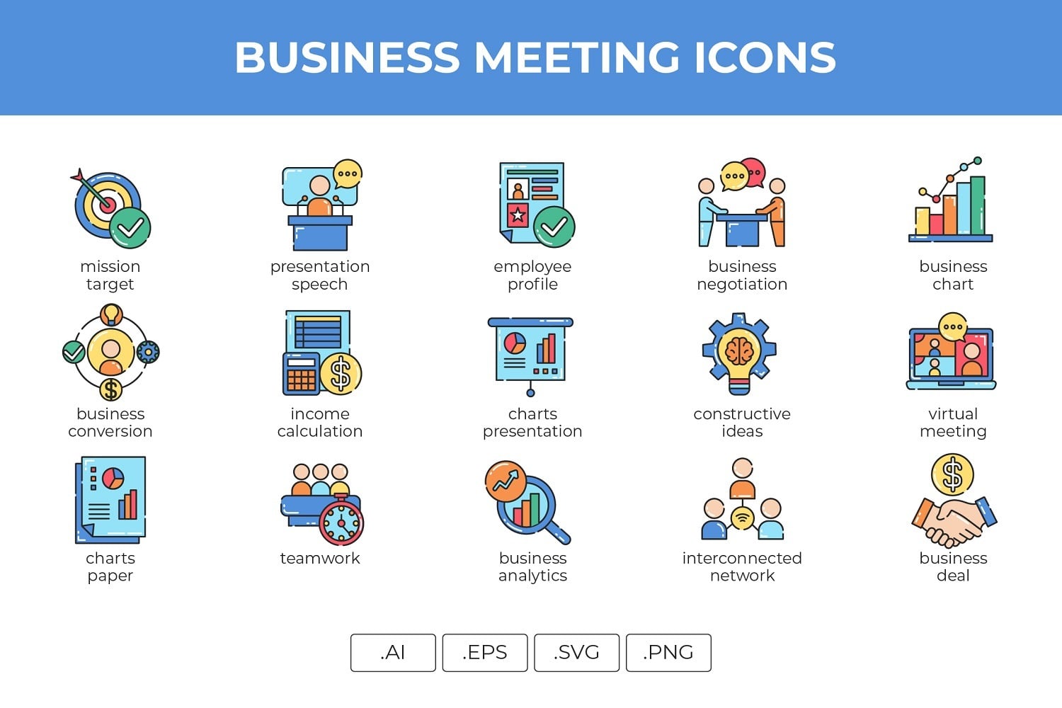 Business Meeting Icon Set #351999 - TemplateMonster