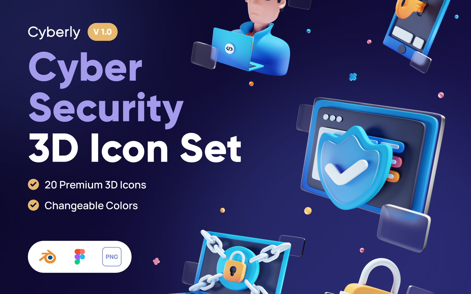 Cyberly - Cyber Security 3D Icon Set - TemplateMonster