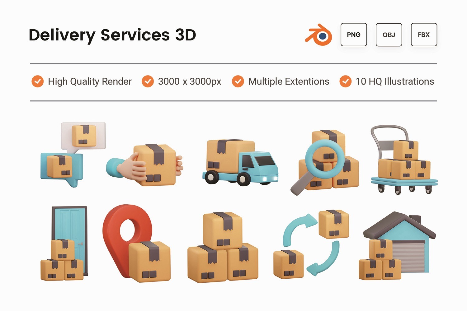 Delivery 3D Illustration Set #352318 - TemplateMonster