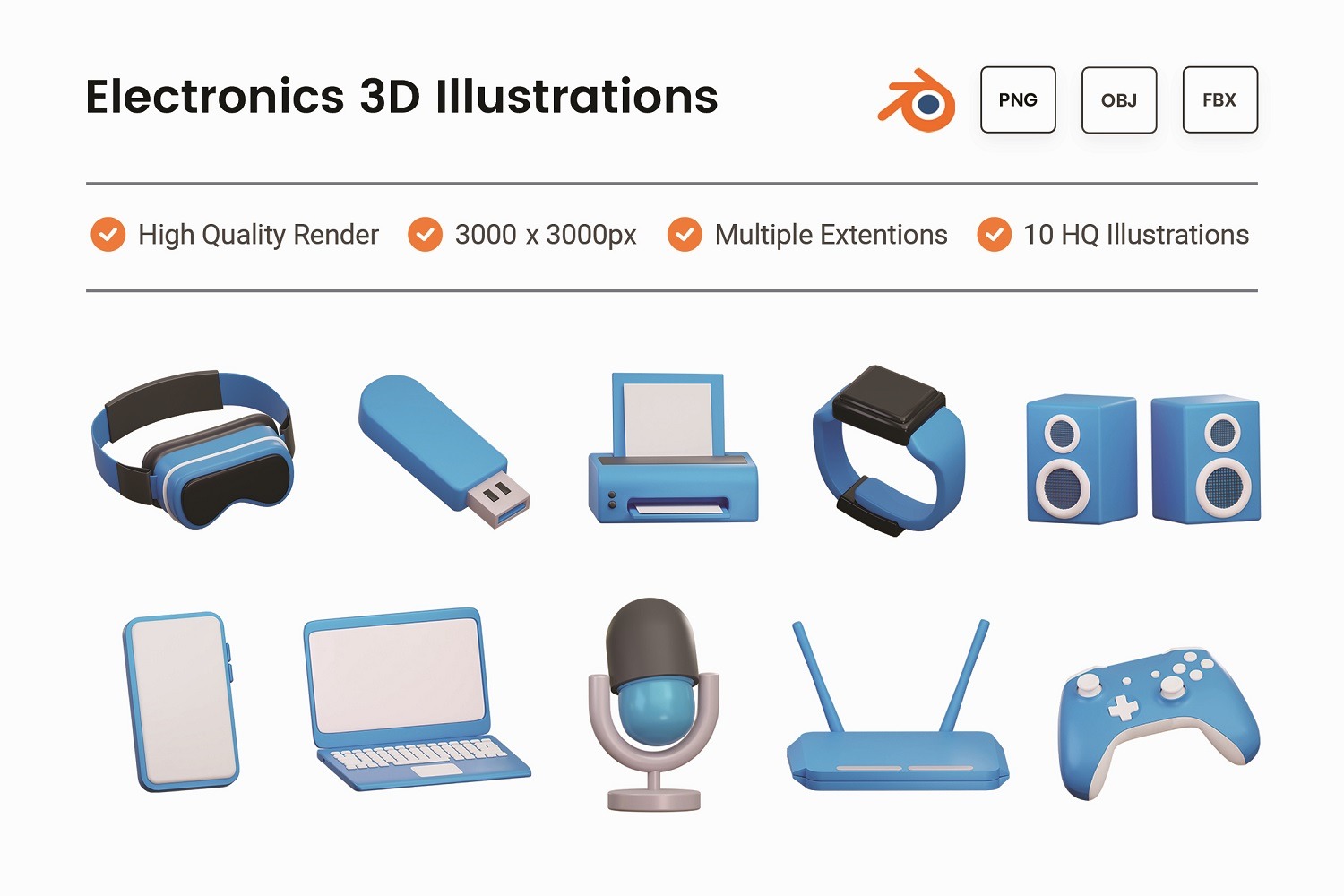 Electronics 3D Illustration Set #352321 - TemplateMonster