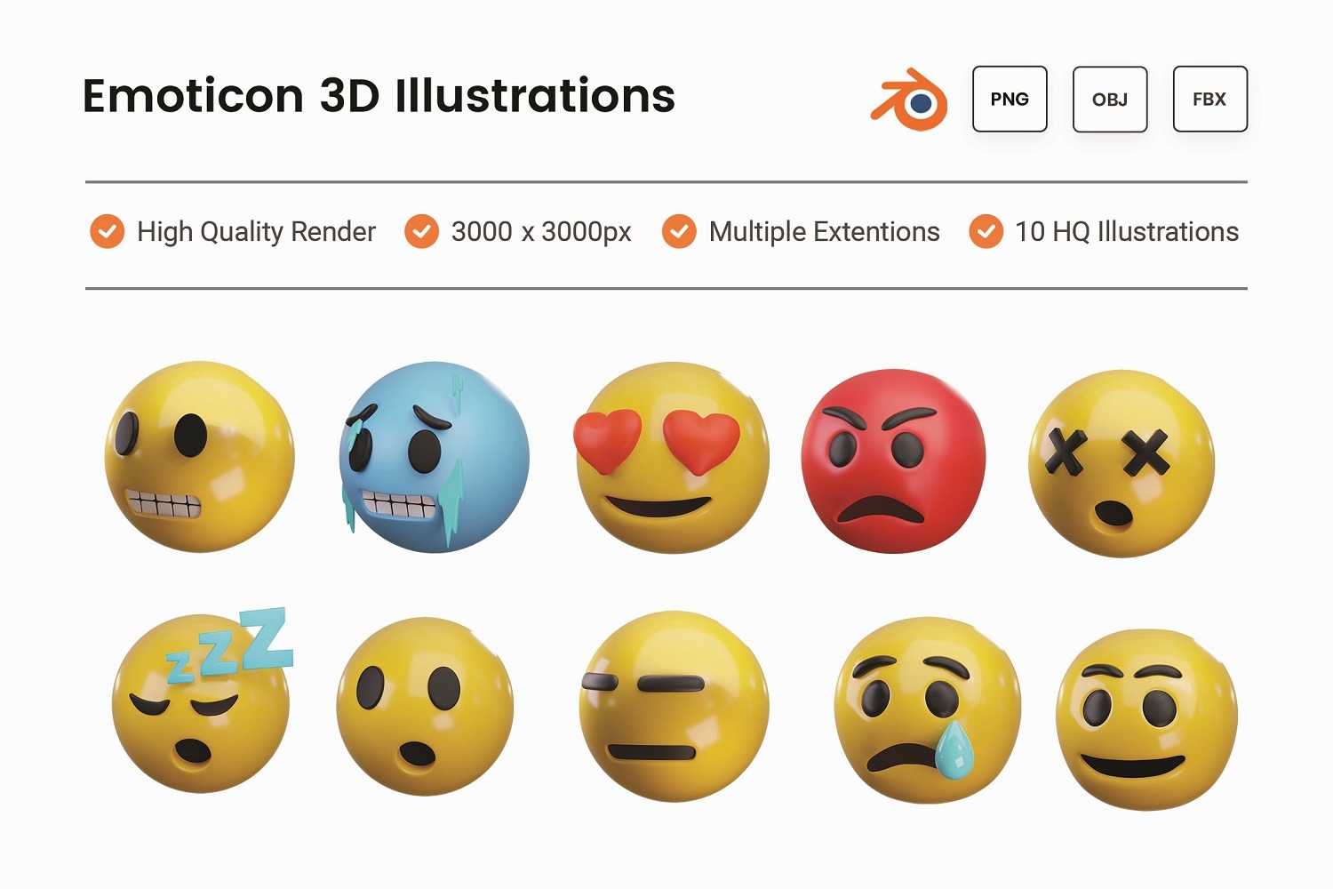 Emoticon 3D Illustration Set #352322 - TemplateMonster