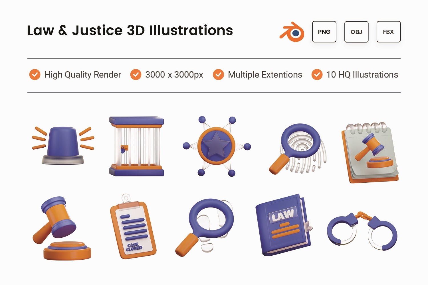 Law and Justice 3D Illustration Set #352332 - TemplateMonster