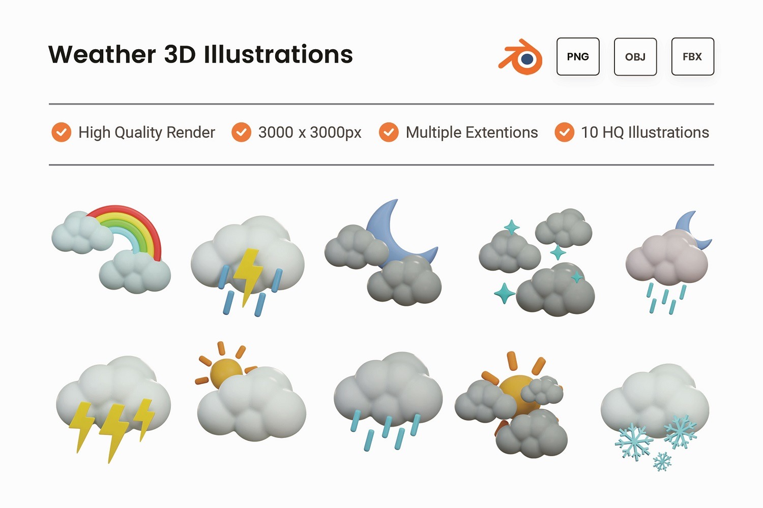 Weather 3D Illustration Set #352338 - TemplateMonster