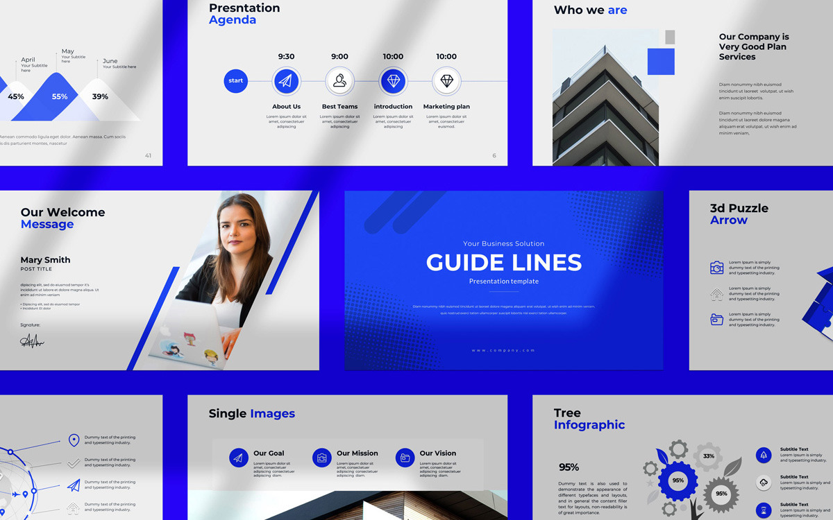Gulde Lines Presentation Template' #353016 - TemplateMonster