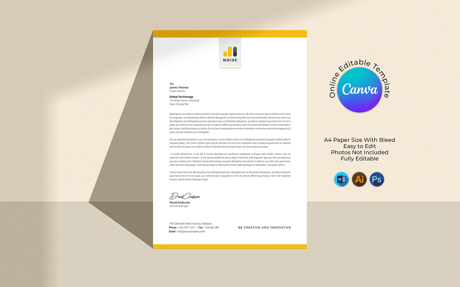 Modern Professional Canva Letterhead Template