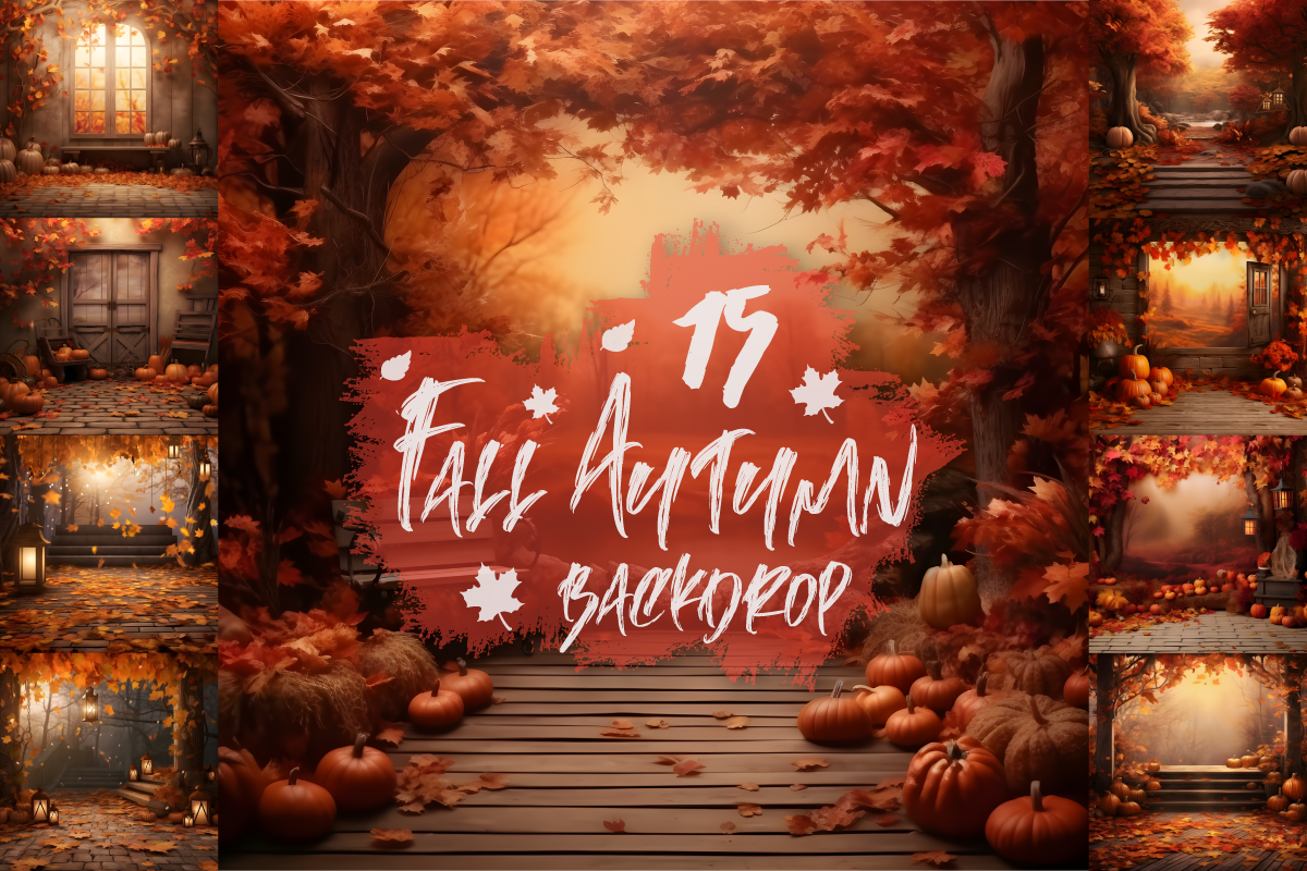 Fall Autumn Digital Backdrops Bundle - TemplateMonster