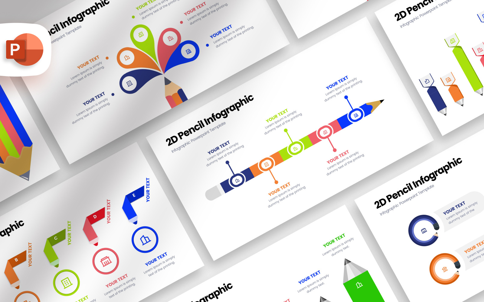 2D Pencil Infographic Presentation Template - TemplateMonster