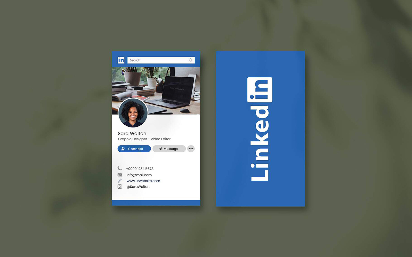 Linkedin Business Card Template #354028 - TemplateMonster