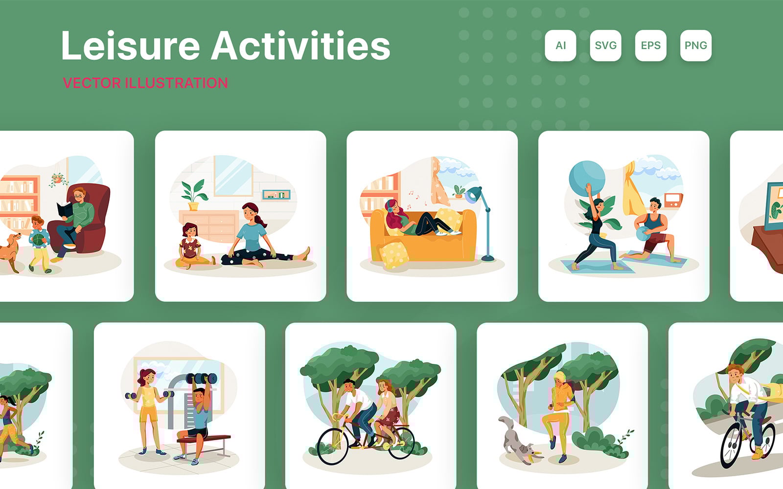 M218_ Leisure Activities Illustration Pack - TemplateMonster