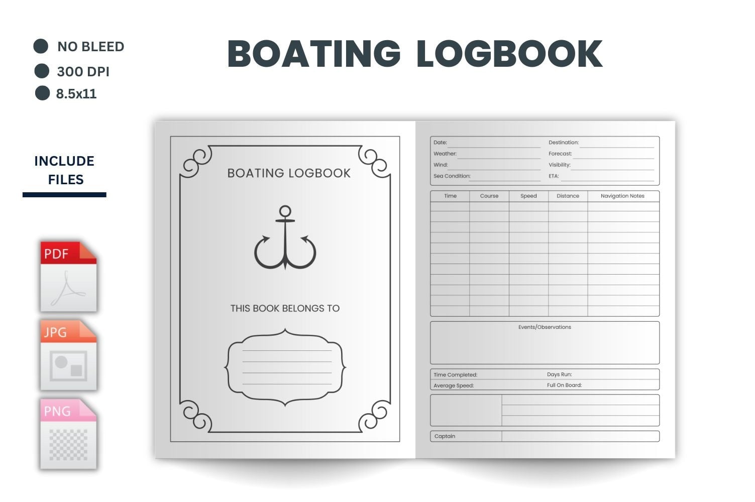 Boating Logbook, Boat Log Book, Boat Gift, Boat Log, Captain’s Log ...