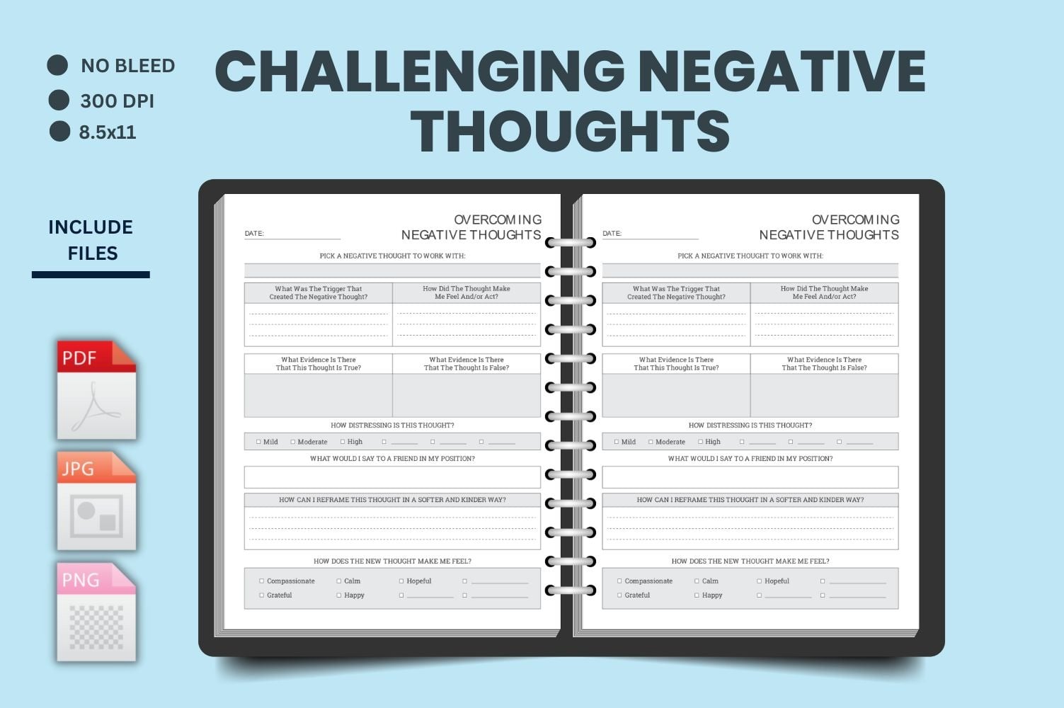 Challenge Negative Thoughts, Therapy Worksheets, Self Help Printable ...