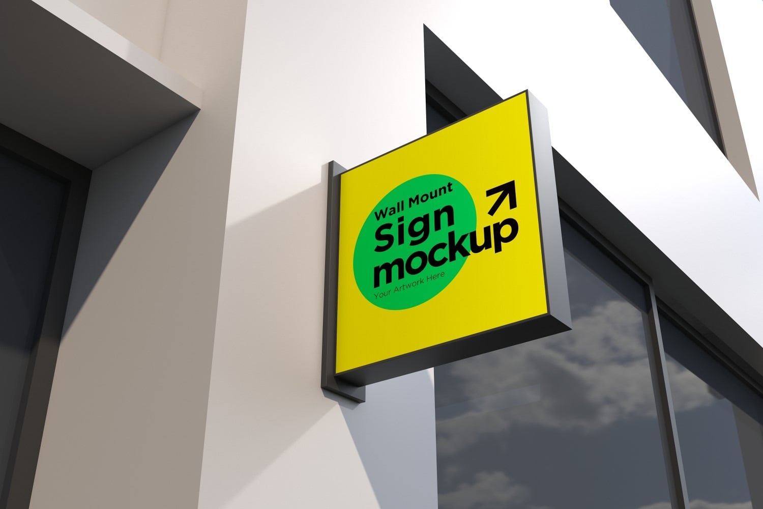 Square Wall Mount Façade Sign Mockup Template 26C