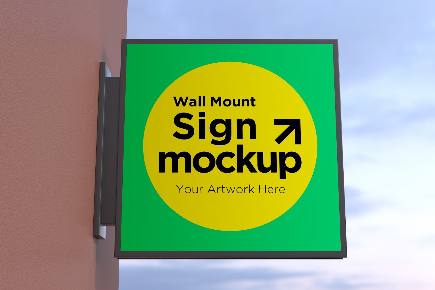 Square Wall Mount Sign Double Sided sign board Mockup 40C