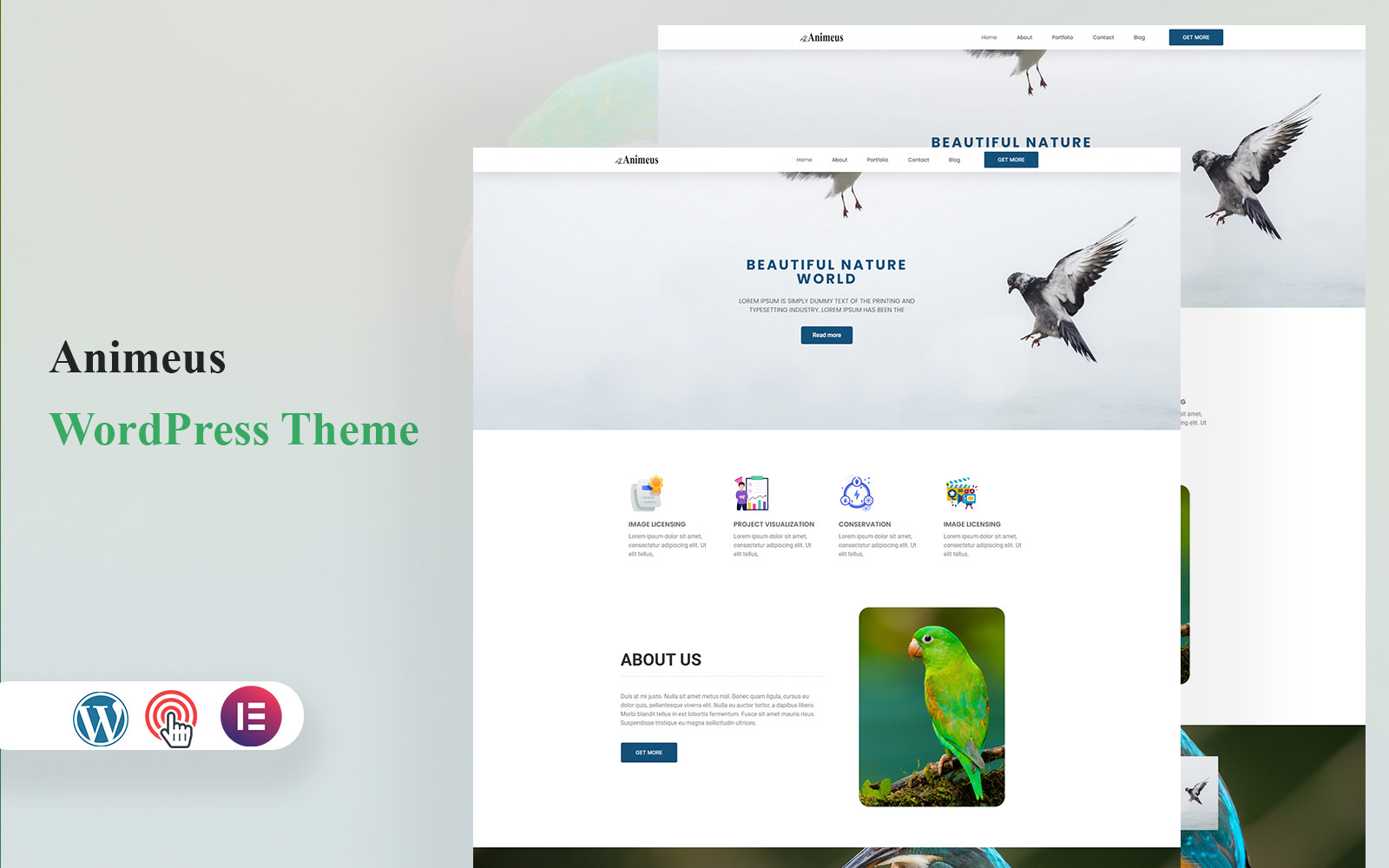 Animeus – Creative Animal Photography & Portfolio One Page WordPress Theme