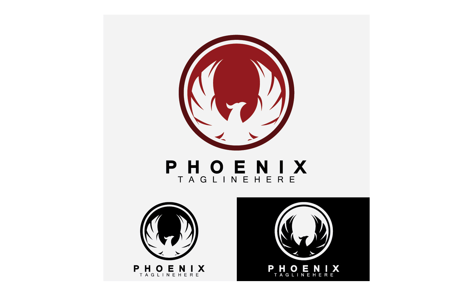 Phoenix bird logo vector v7 #355140 - TemplateMonster