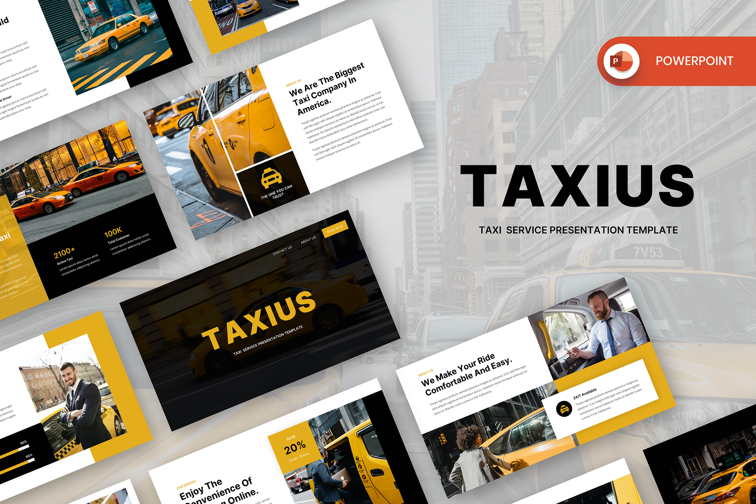 Taxius - Taxi Service PowerPoint Template - TemplateMonster