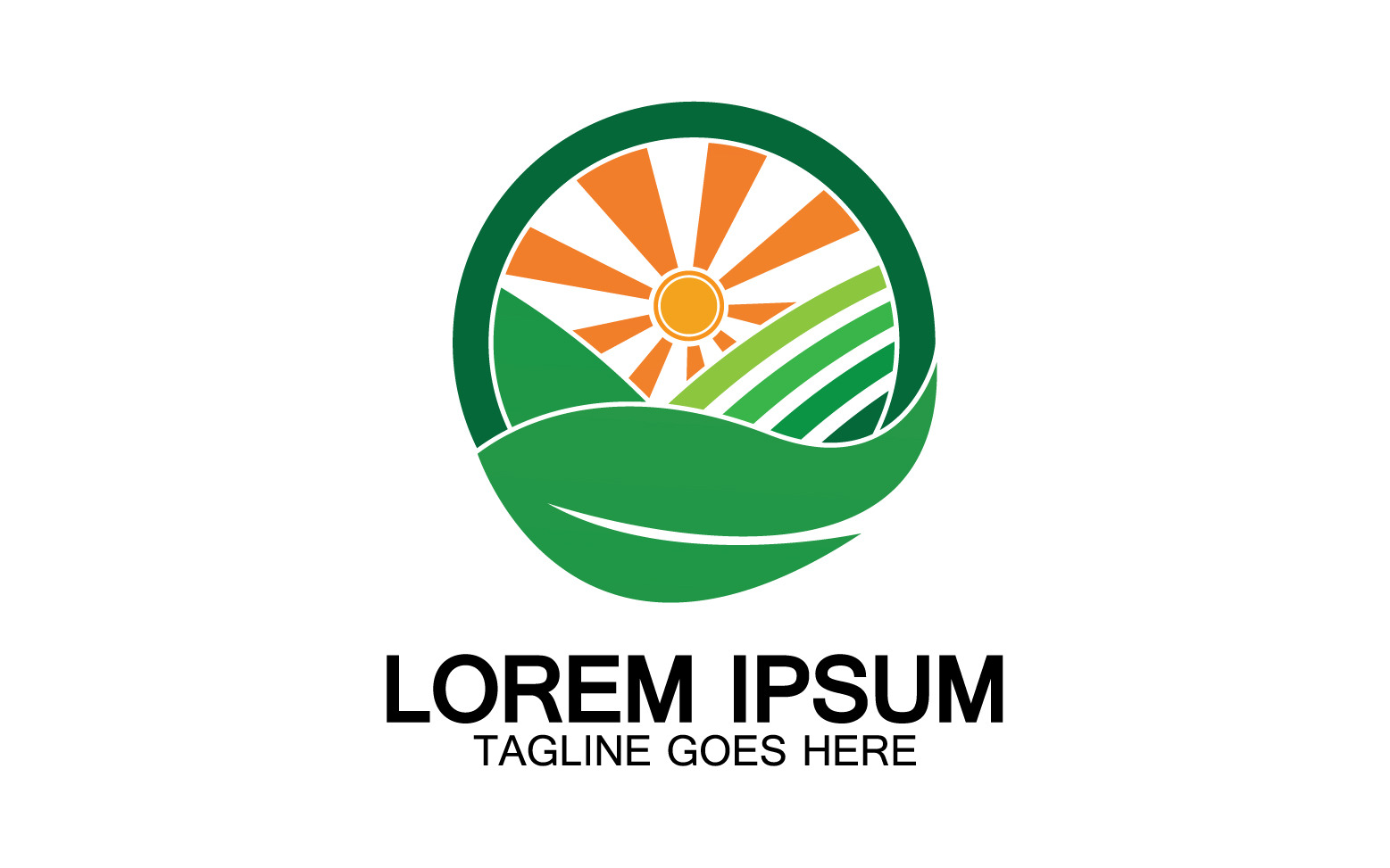 Farmhouse sun green logo vector v26 #356789 - TemplateMonster