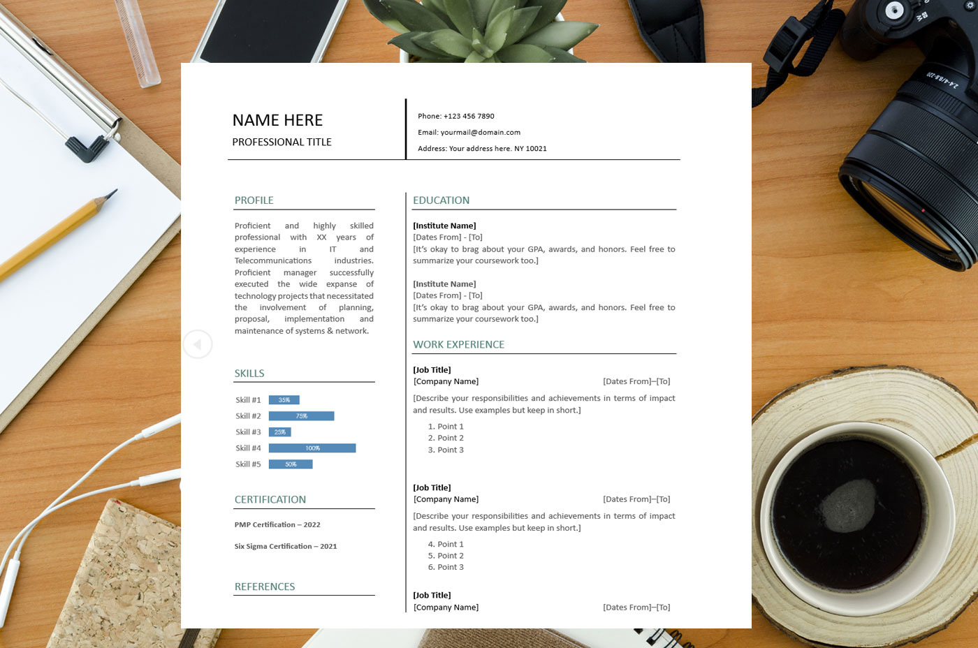 Clean Professional Resume Template #357628 - TemplateMonster