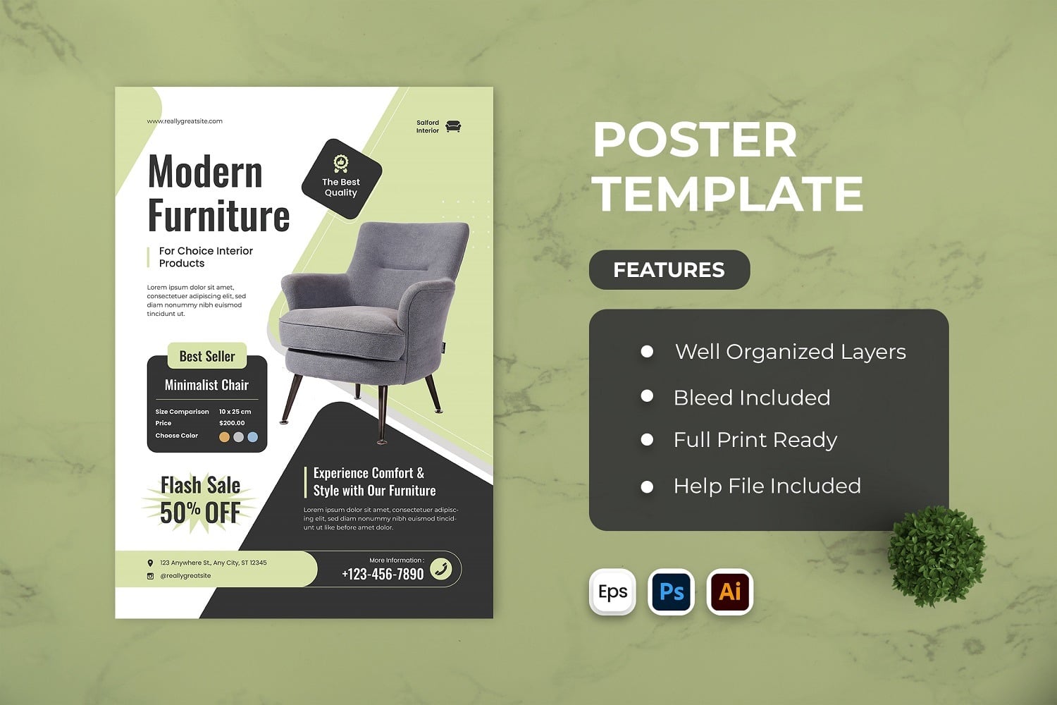 Modern Furniture Poster Template #358164 - TemplateMonster
