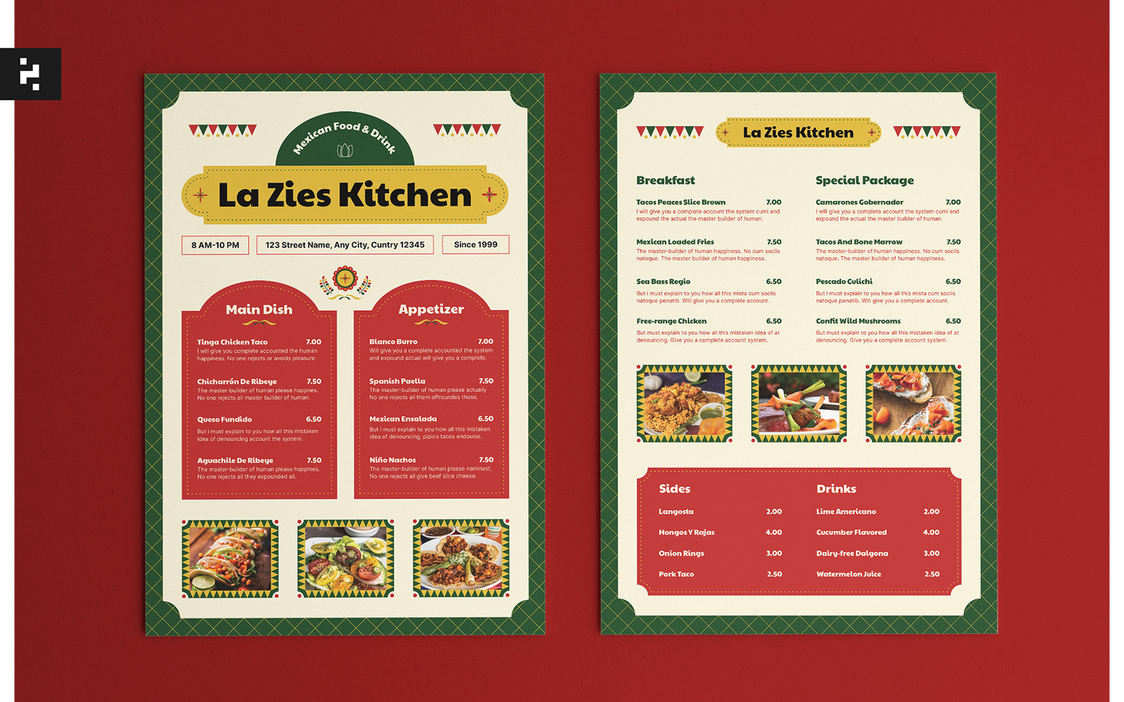 Mexican Restaurant Menu Template #359166 - TemplateMonster