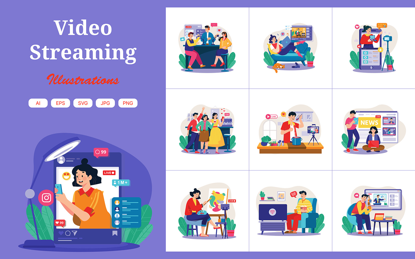 M698_ Video Streaming Illustration Pack 2 - TemplateMonster