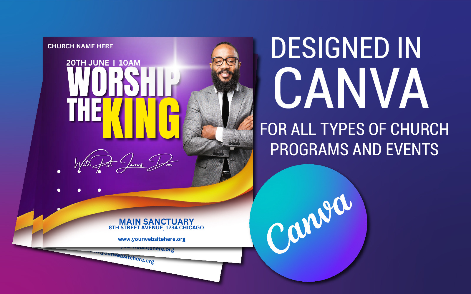 Church Flyer Canva Template 002 #359376 - TemplateMonster