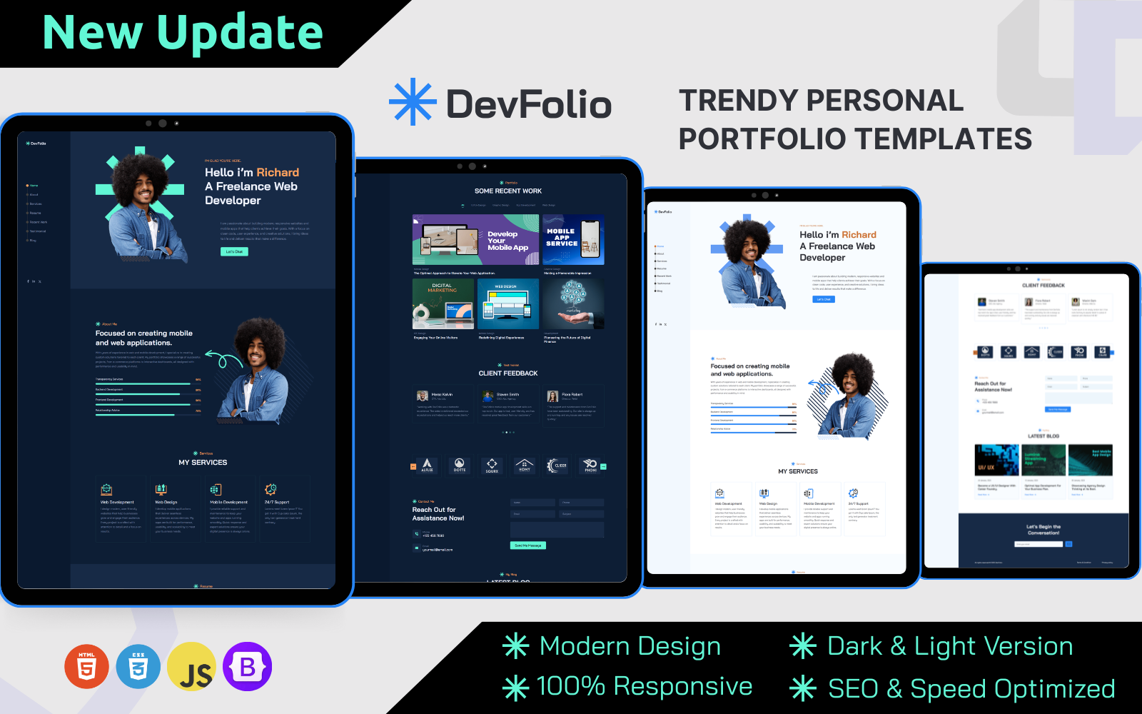 DevFolio – Responsive Portfolio HTML Template for Developer, Freelancer & Any Profession