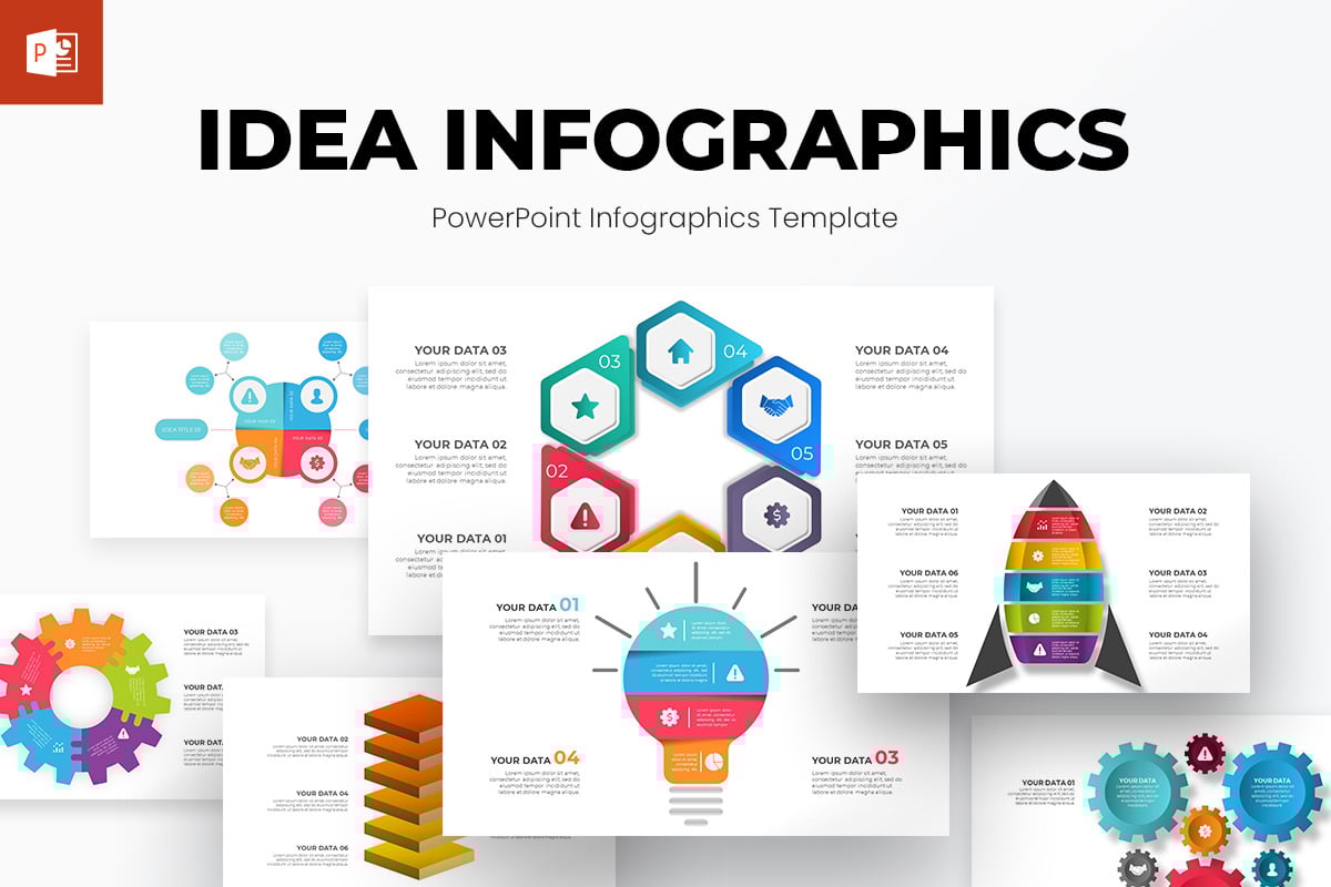 Diseño de plantilla de PowerPoint con infografías de ideas gratuitas