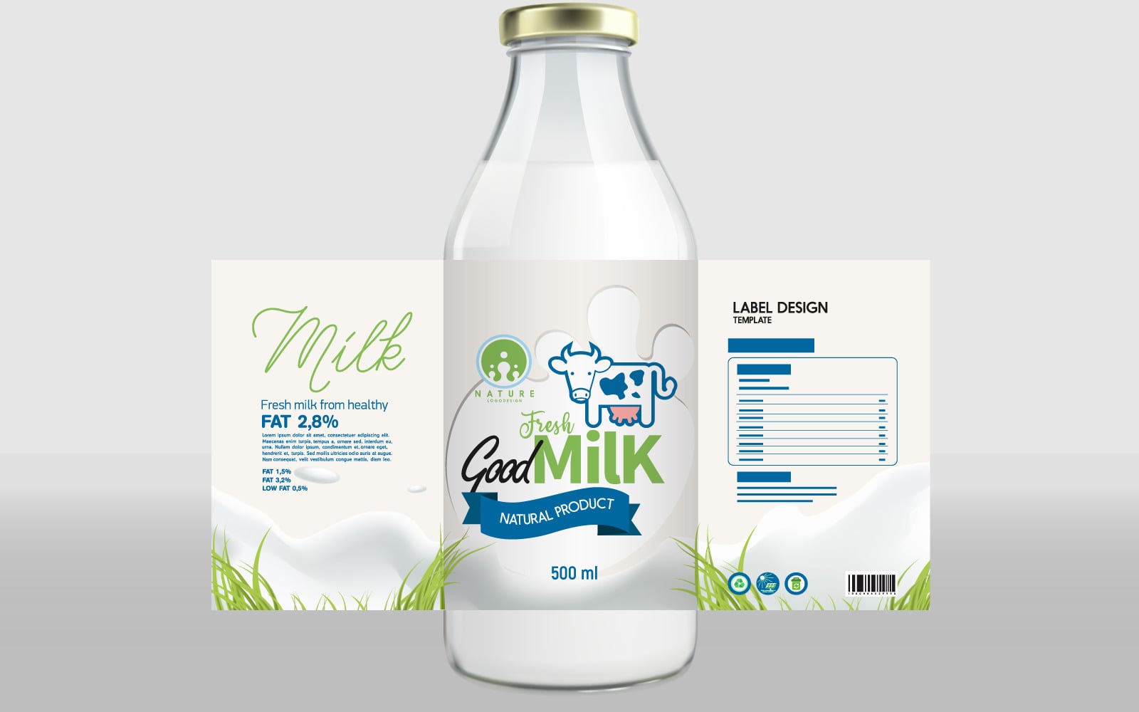 Milk Bottle Packaging Design Template - TemplateMonster