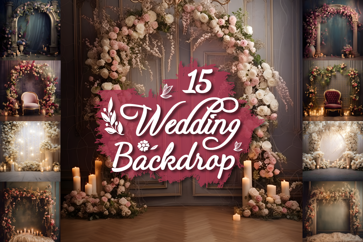 Wedding Overlay Digital Backdrops Bundle - TemplateMonster