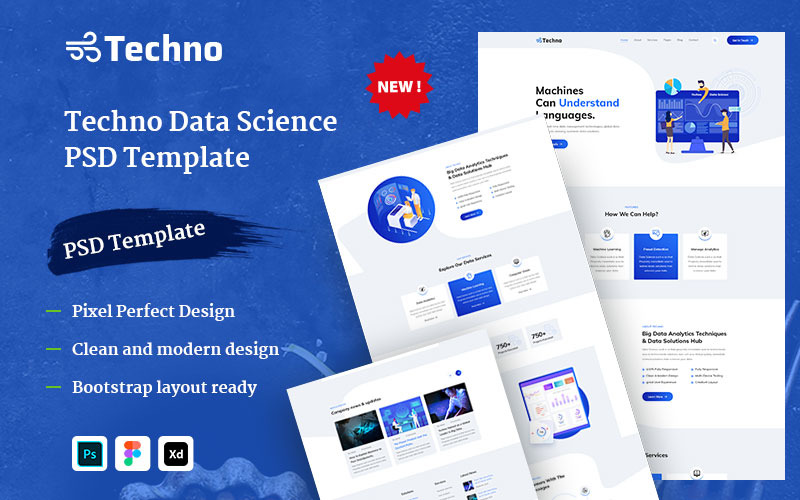 Techno Data Science PSD Template #363333 - TemplateMonster